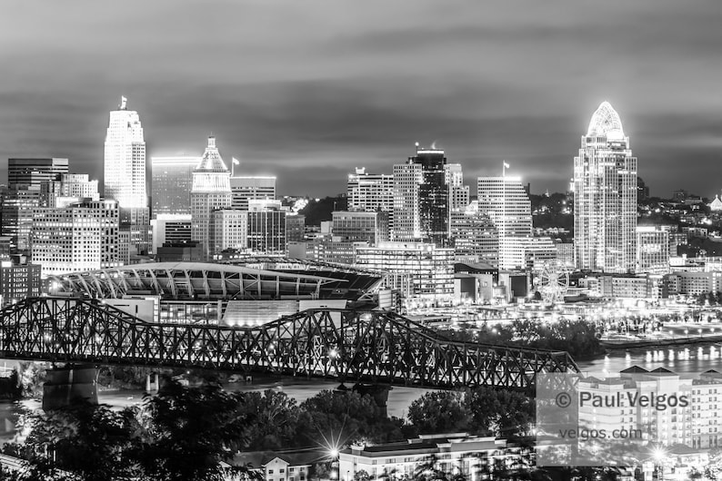 Cincinnati Skyline Poster: Ohio Wall Decor Cincinnati City at - Etsy
