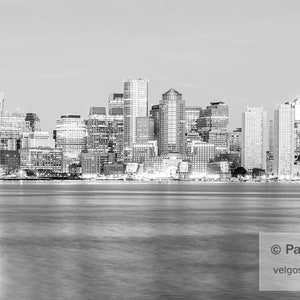Boston City Skyline Wall Art: Massachusetts Gift, Boston Harbor Print ...