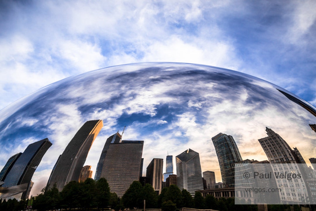 Chicago Bean Print: Chicago Cloud Gate Poster, Chicago Bean Wall Art ...