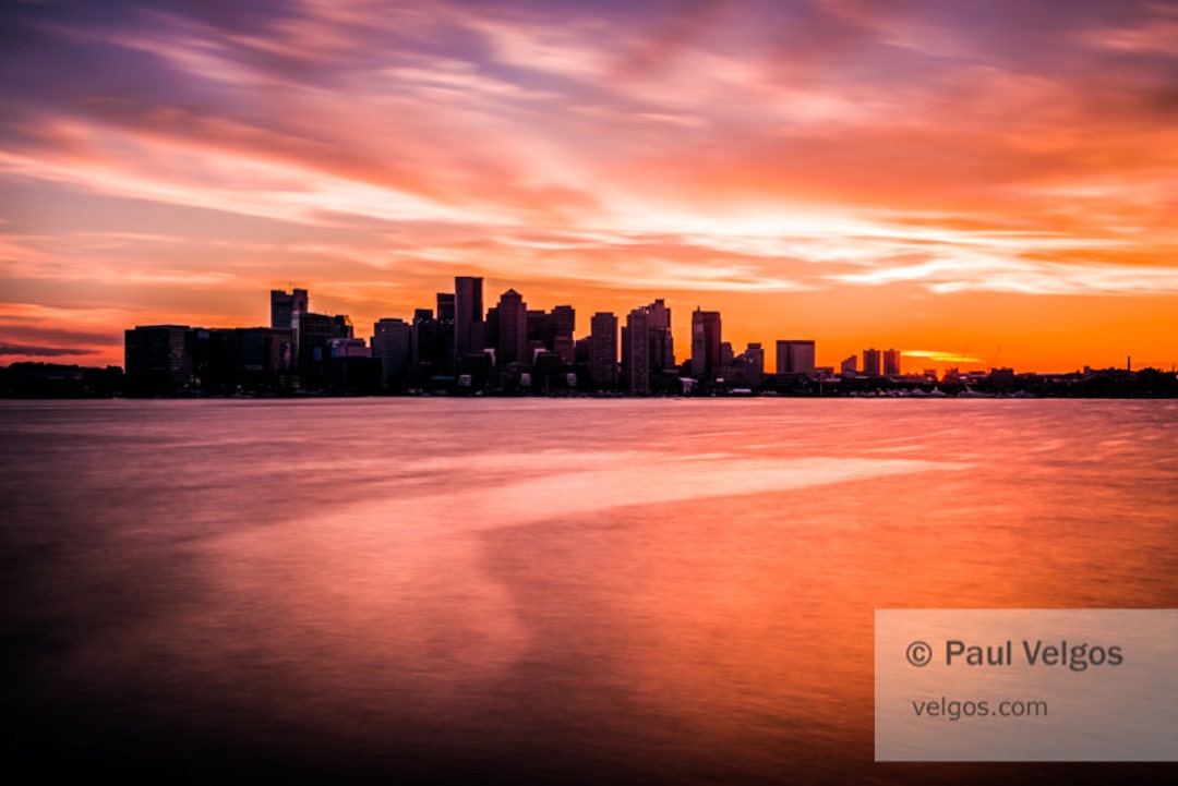 Boston Sunset Print: Boston Skyline Photo, Boston Cityscape ...