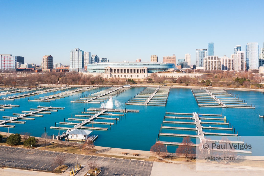 Soldier Field Print: Chicago Aerial Poster, Soldier Field Canvas ...