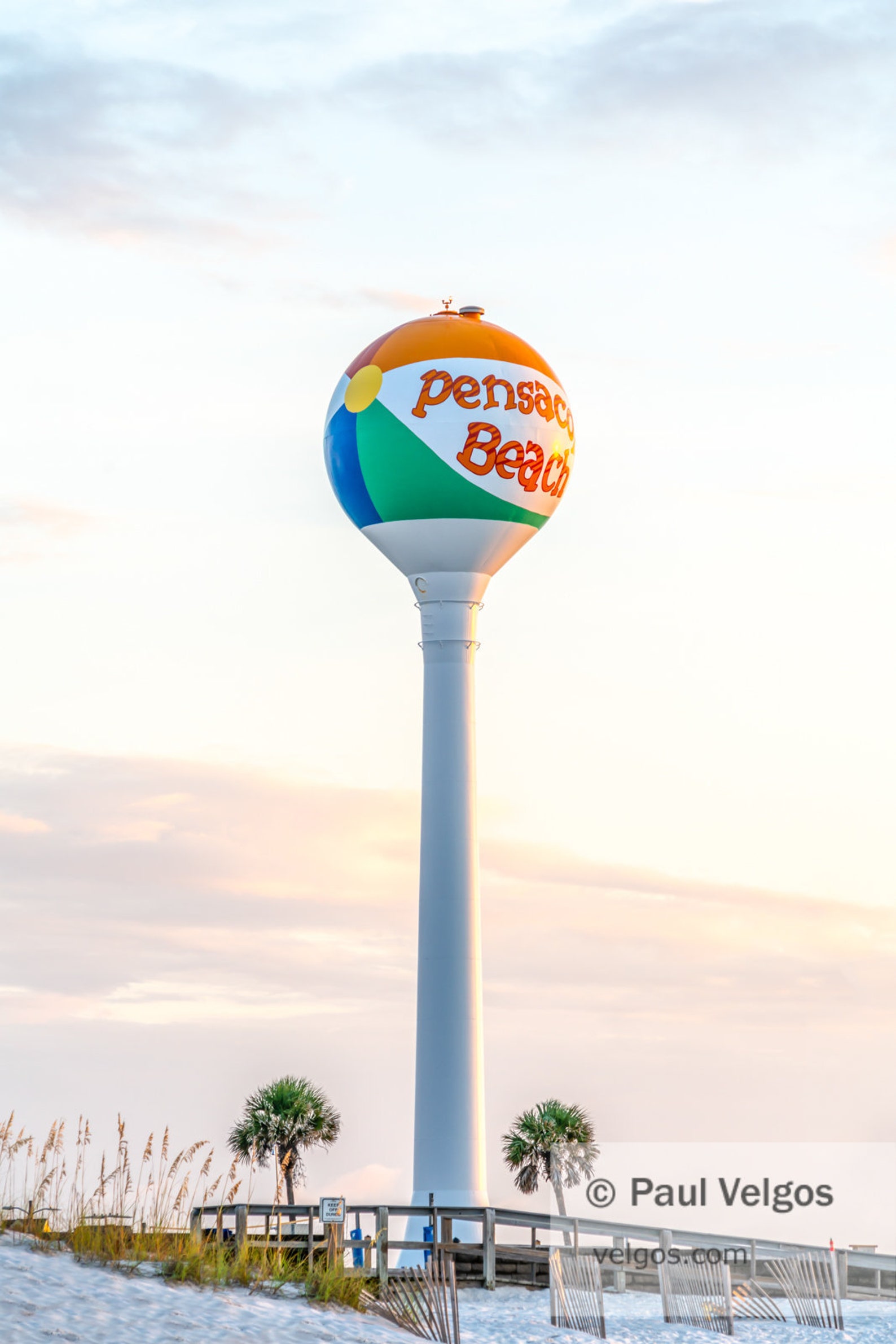 Pensacola Wall Art: Beach Ball Water Tower Decor, Pensacola Gifts, Gulf ...