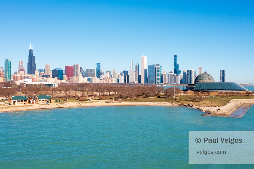 Chicago Aerial Print: Chicago Skyline Canvas, Adler Planetarium Art ...