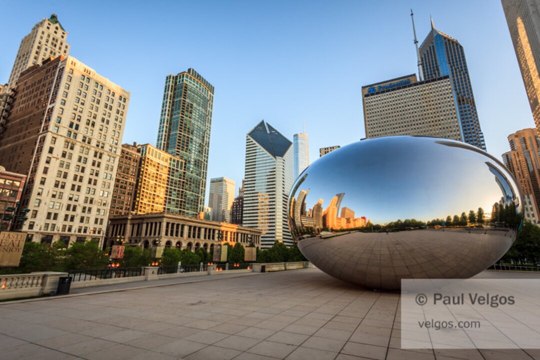 Chicago Skyline Art: Chicago Bean Print, Chicago Cloud Gate Poster ...