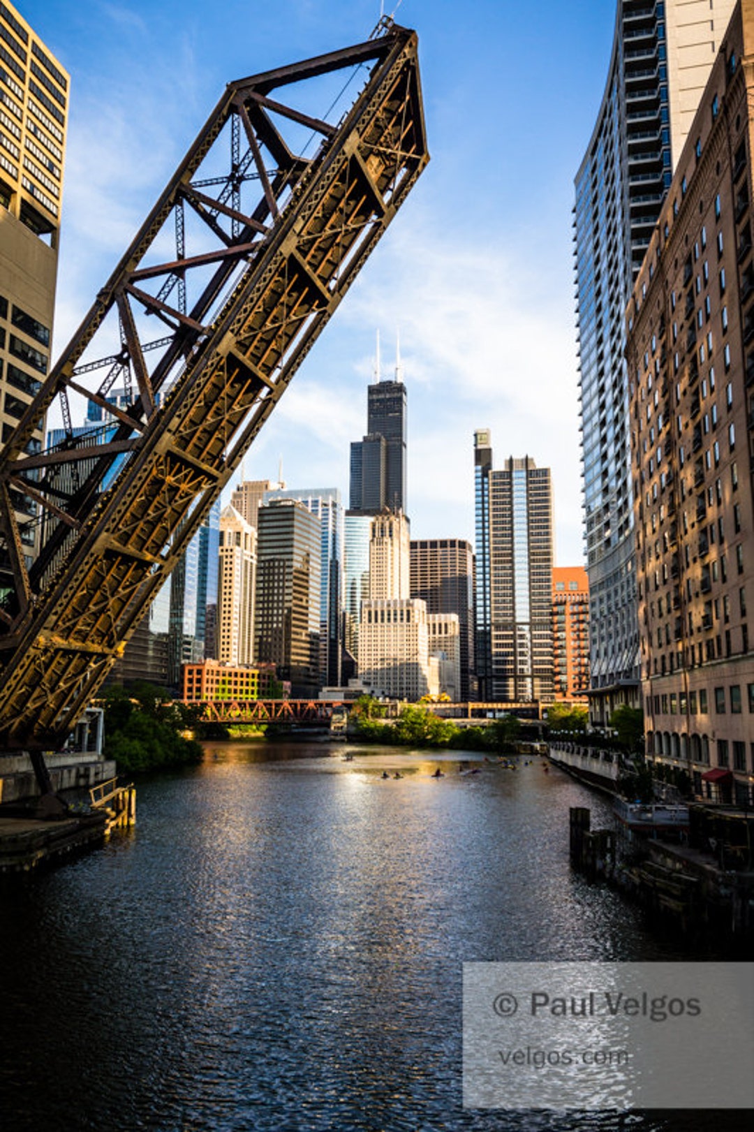 Chicago River Print: Chicago Skyine Art, Chicago Bridge Print, Chicago ...