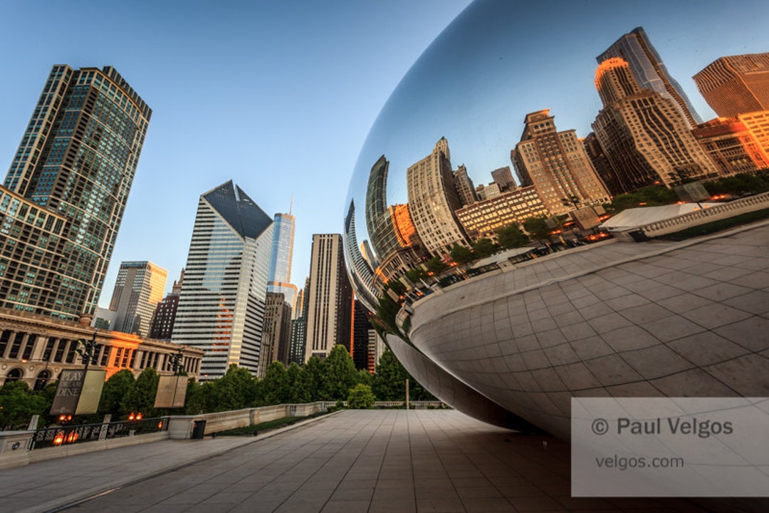 Chicago Bean Print: Chicago Skyline Art, Chicago Cloud Gate Poster ...