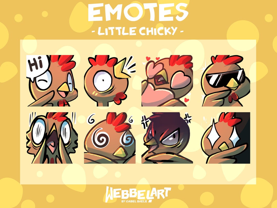 CHICKEN EMOTES Set (8) | Twitch | Discord | Youtube | Streaming | Cute ...