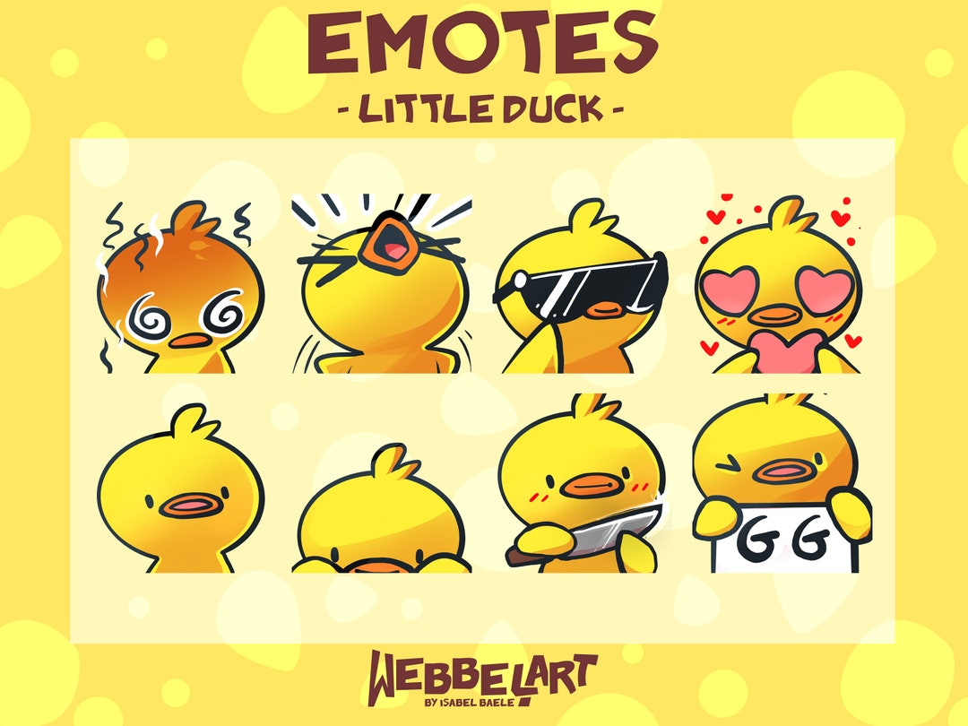 DUCK EMOTES Set 8 Twitch Discord Youtube Streaming Cute Kawaii Chibi ...