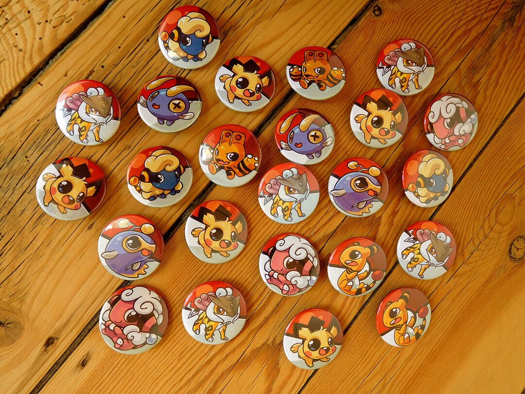 Pokemon Gen 2 Electric Button Johto Chinchou, Lanturn, Pichu, Mareep ...
