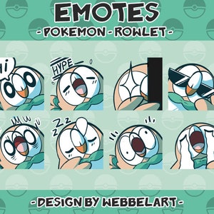 POKEMON ROWLET EMOTES Set (8) | Twitch | Discord | Youtube | Streaming ...
