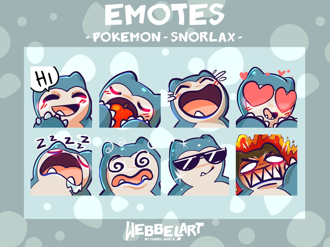 Snorlax Pokemon Emotes Set | Twitch, Discord, Youtube (digital Download ...