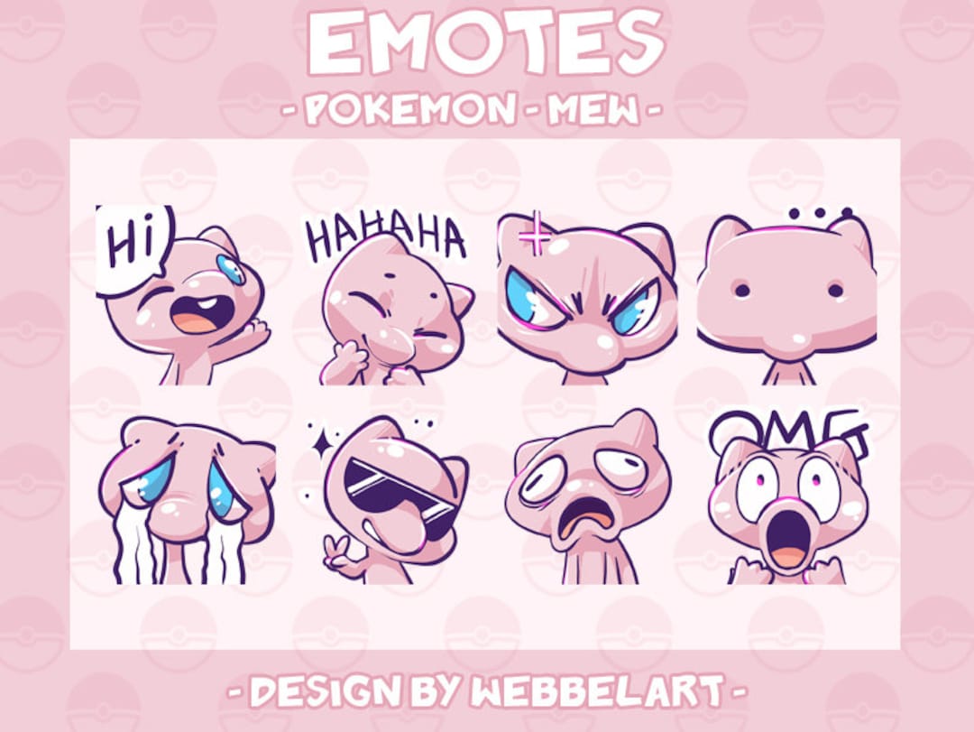 MEW EMOTES (8) | Twitch | Discord | Youtube | Streaming | Cute Kawaii ...