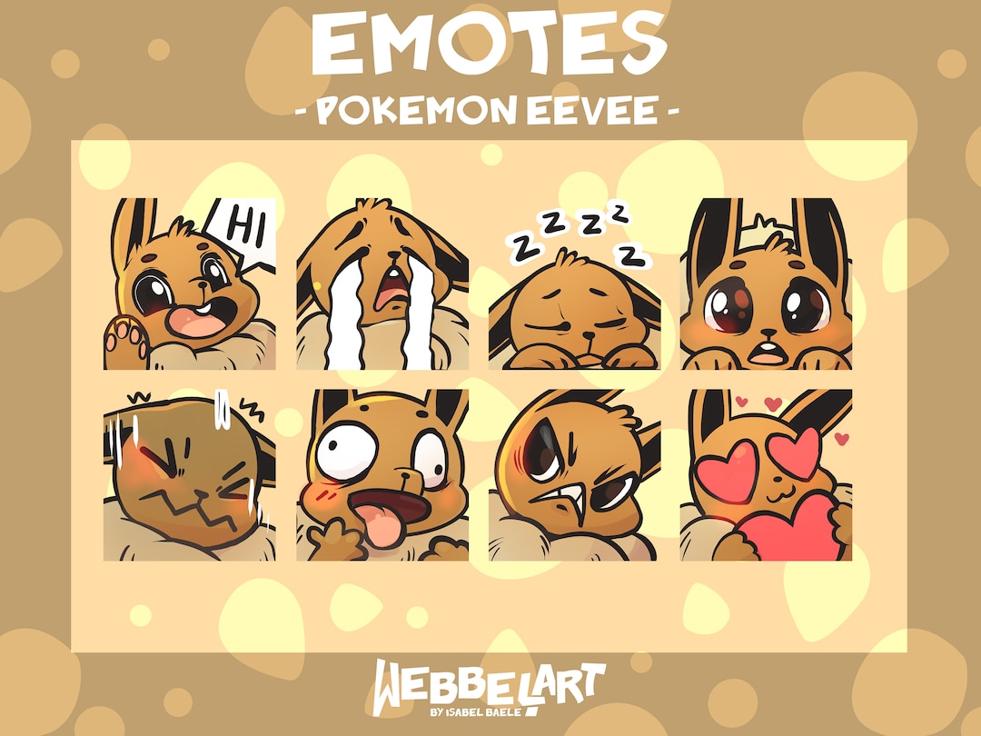 EEVEE EMOTES Set (8) | Twitch | Discord | Youtube | Streaming | Cute ...
