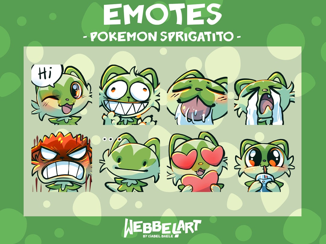 Cute Sprigatito Pokemon Emotes | Streaming, Discord (digital Download ...
