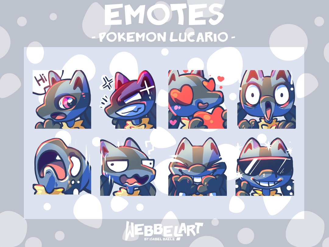 POKEMON LUCARIO EMOTES Set (8) | Twitch | Discord | Youtube | Streaming ...