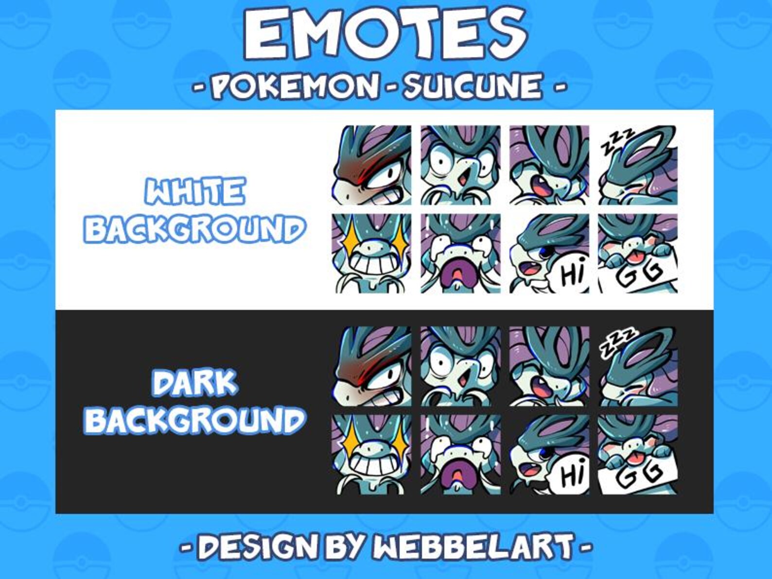 Pokemon Suicune Emotes Set | Twitch, Discord, Youtube (digital Download ...