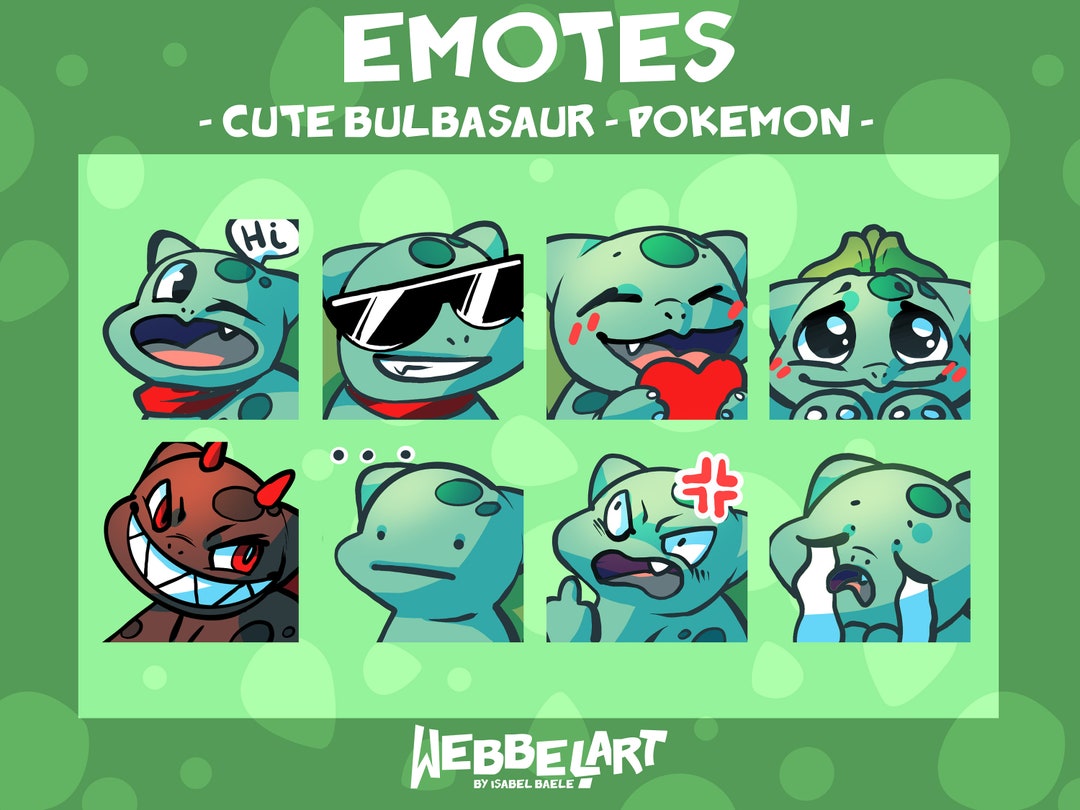 BULBASAUR EMOTES Set (8) | Twitch | Discord | Youtube | Streaming ...