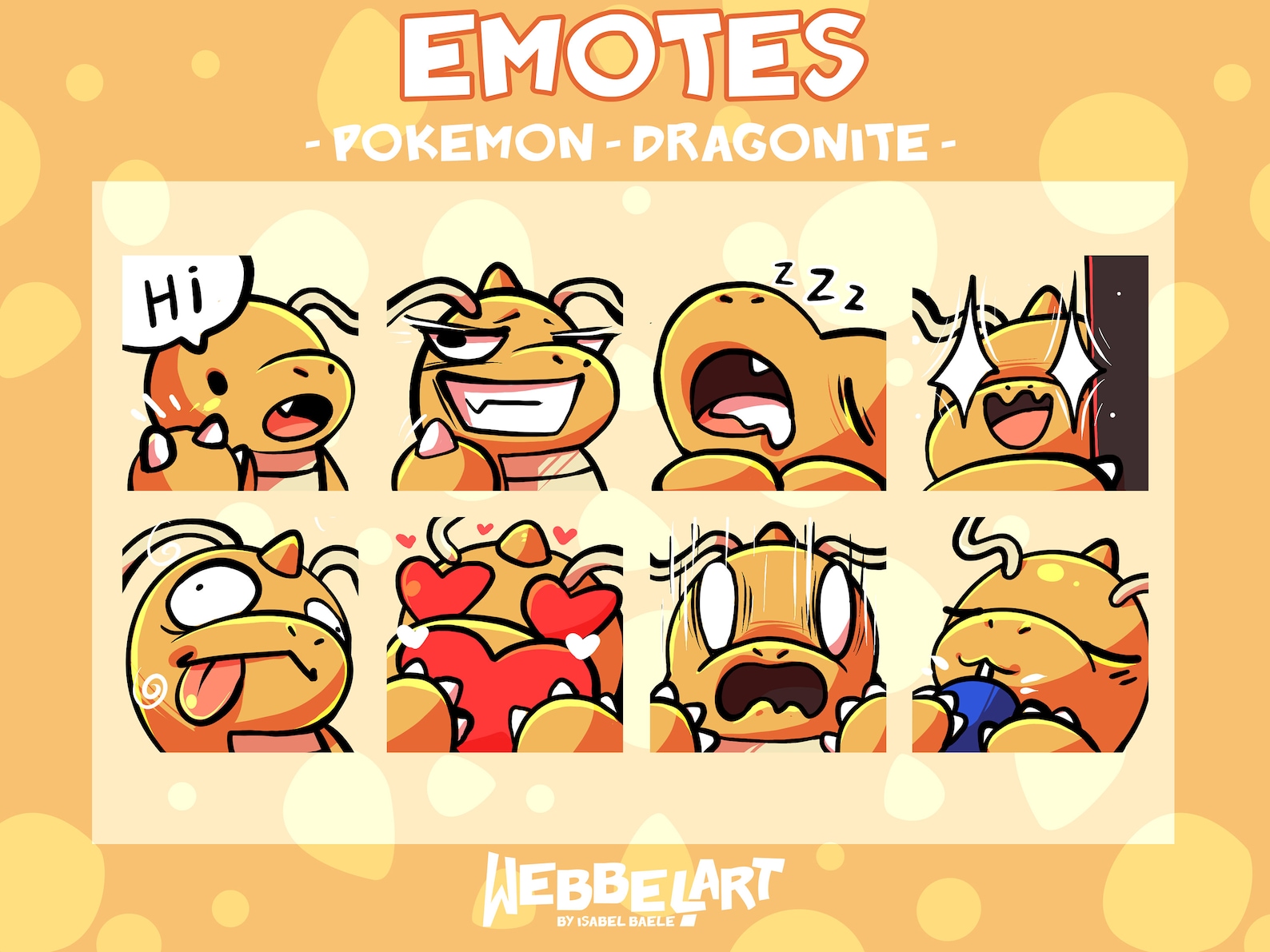 POKEMON DRAGONITE EMOTES Set (8) | Twitch | Discord | Youtube ...
