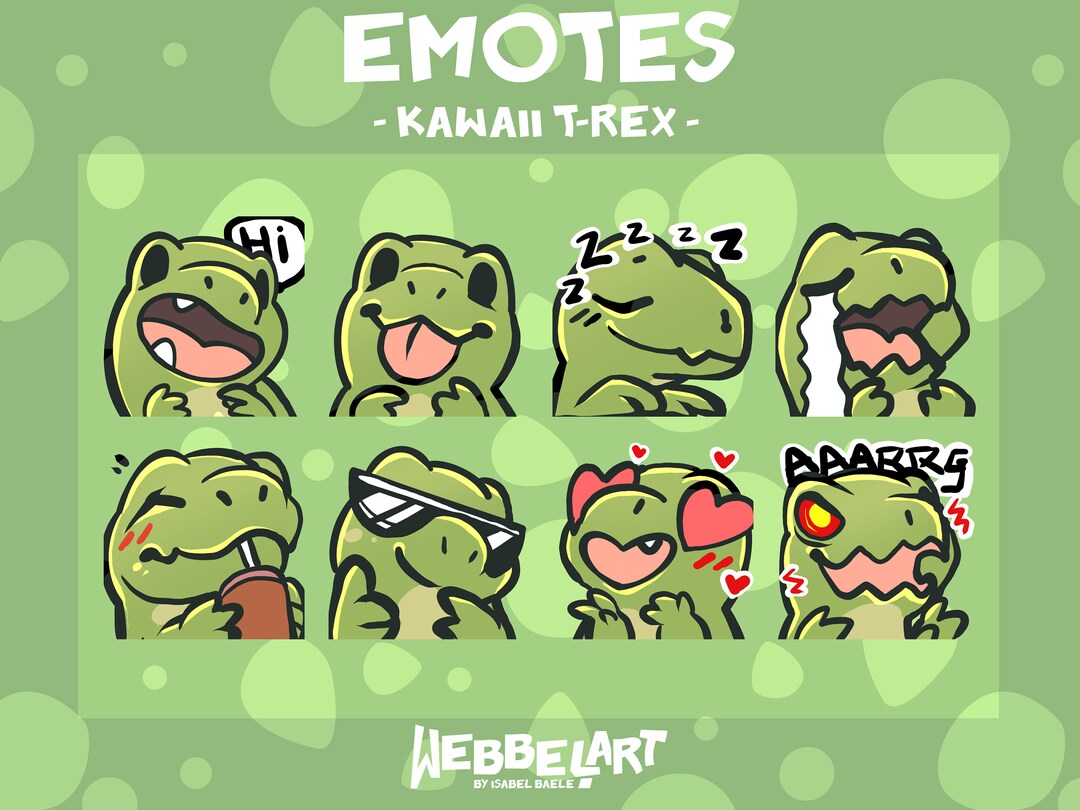 TREX EMOTES Set (8) | Twitch | Discord | Youtube | Streaming | Cute ...