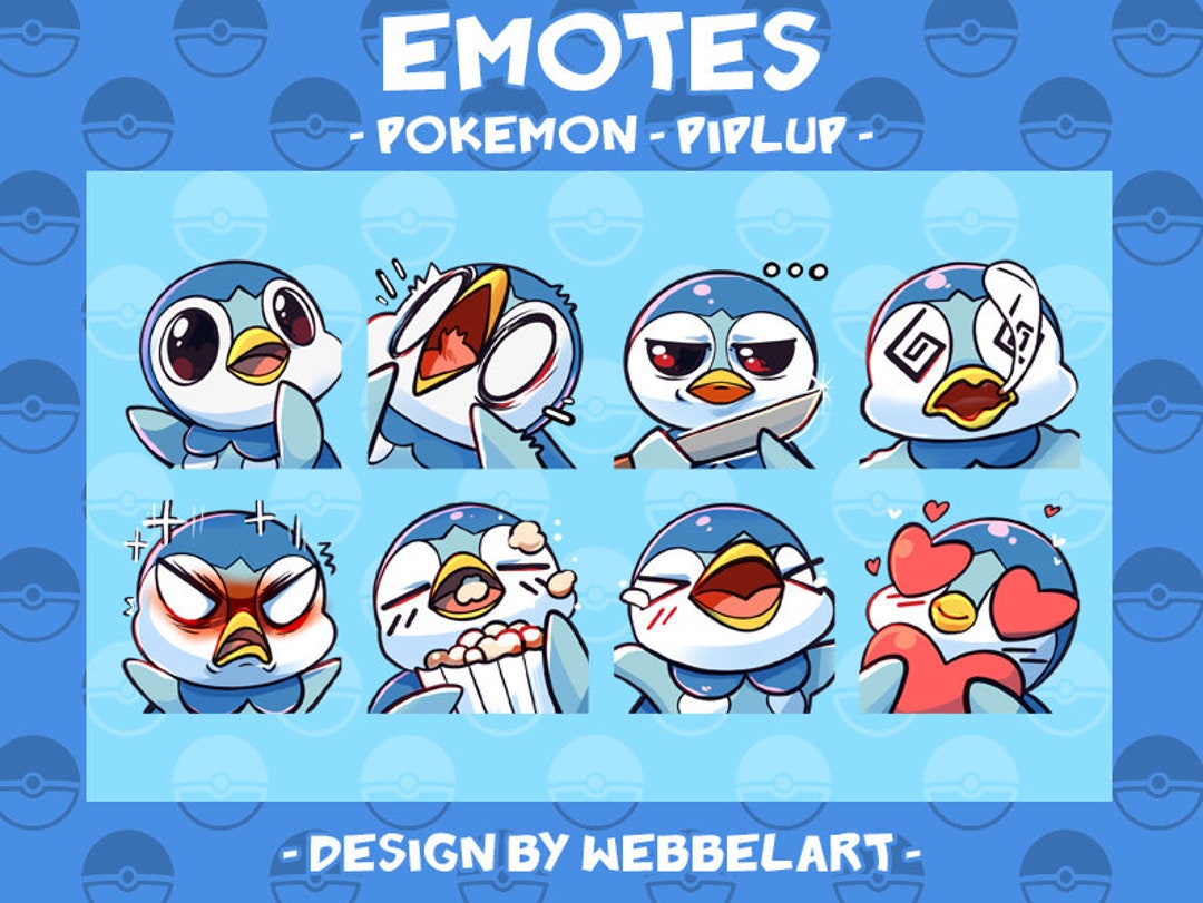 Piplup EMOTES Set (8) | Twitch | Discord | Youtube | Streaming | Cute ...