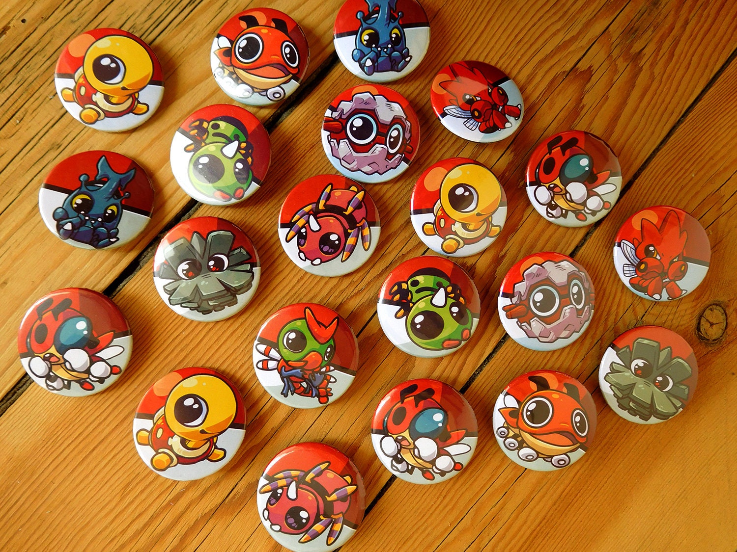Pokemon Gen 2 Bug Button Johto Ledyba Ledian Spinerak - Etsy UK