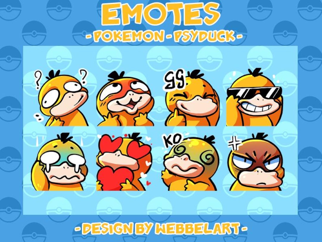 POKEMON PSYDUCK EMOTES Set (8) | Twitch | Discord | Youtube | Streaming ...