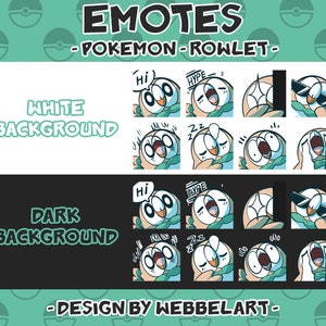 POKEMON ROWLET EMOTES Set (8) | Twitch | Discord | Youtube | Streaming ...