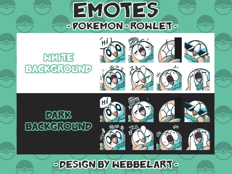 POKEMON ROWLET EMOTES Set (8) | Twitch | Discord | Youtube | Streaming ...