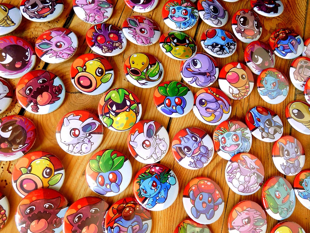 Pokemon Gen 1 Poison Button Kanto Bulbasaur, Ivysaur, Venusaur, Weedle ...