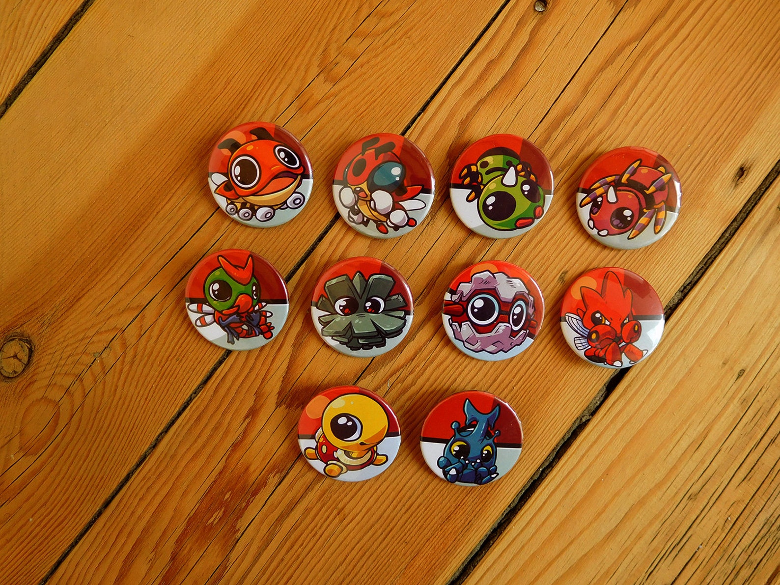 Pokemon Gen 2 Bug Button Johto Ledyba Ledian Spinerak | Etsy