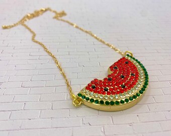 Watermelon Charm Necklace - Etsy