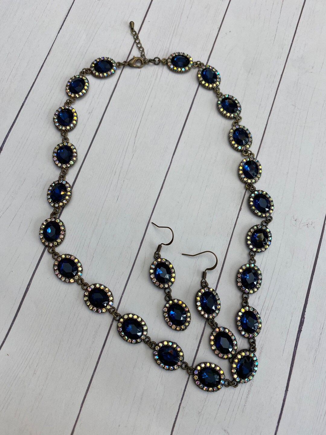 Navy Blue Rhinestone Jewelry - Etsy