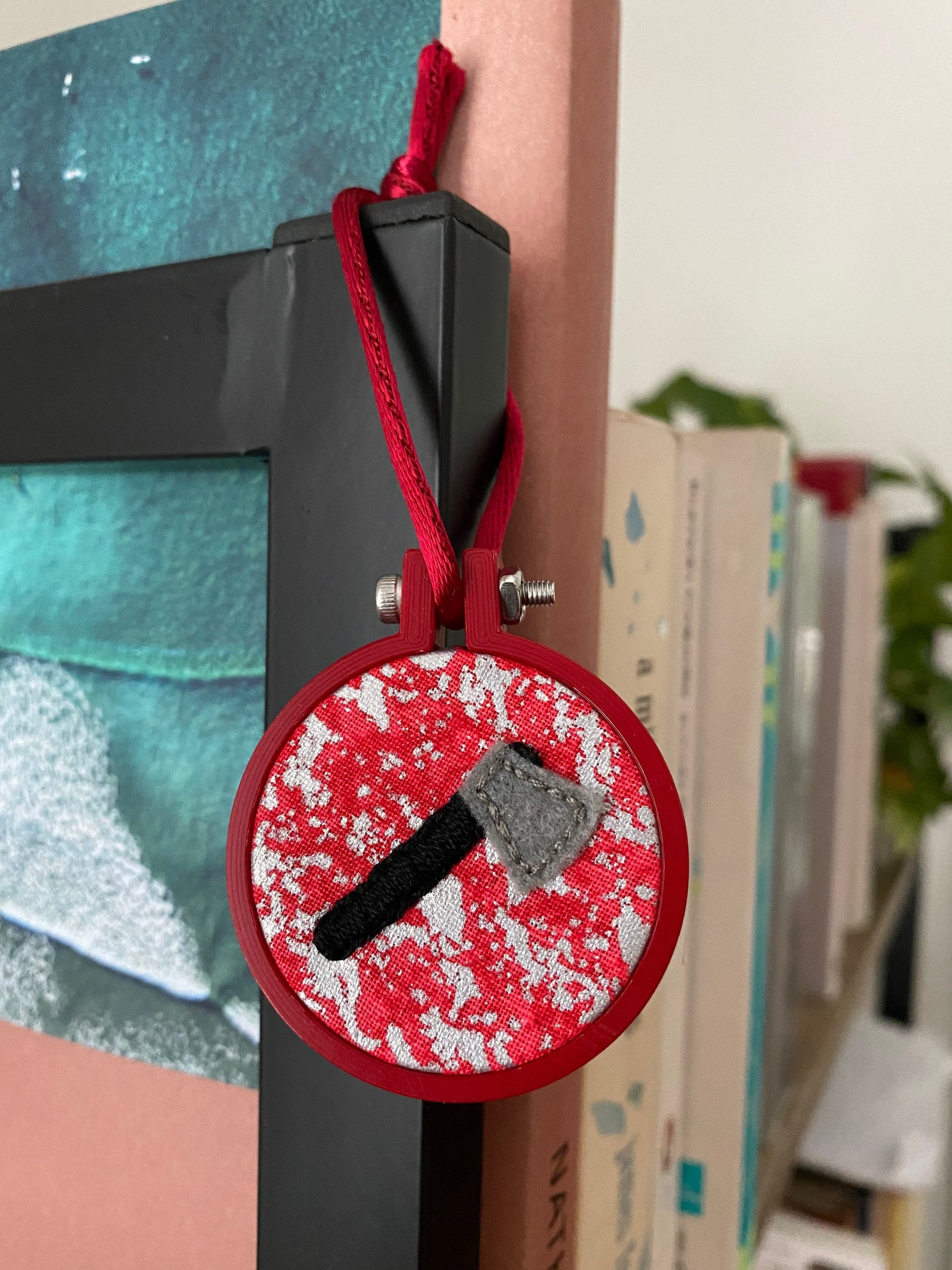 Itty Bitty Axe Horror Red Embroidery Hoop Ornament, Slasher Wall Art - Etsy