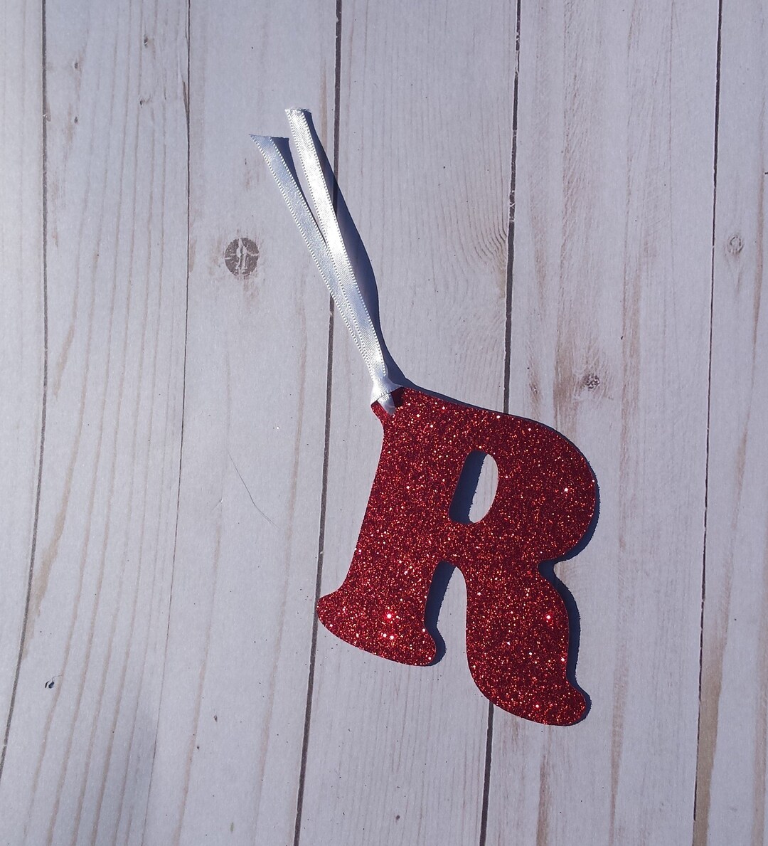 Red Glitter Initials, Initial Hang Tags, Glitter Alphabet Ornaments ...