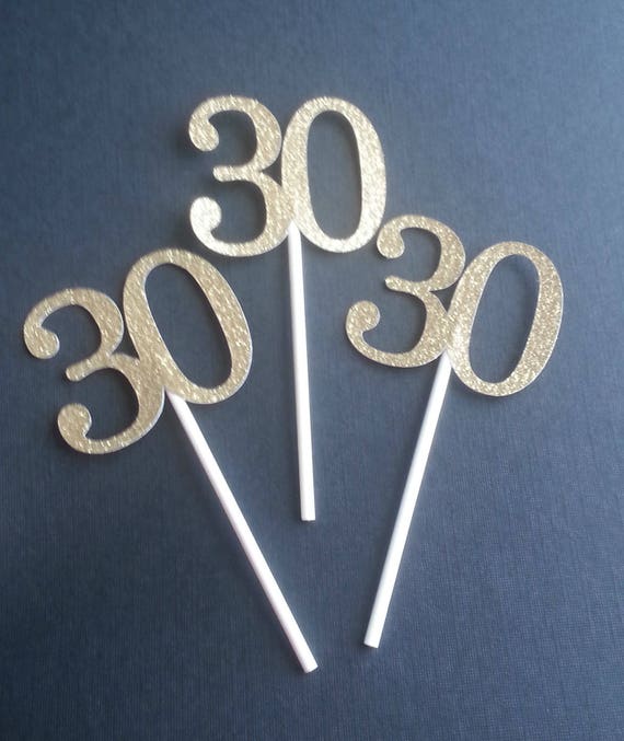 30th Birthday Cupcake Toppers Thirty Anniversary Party Decor Ideas 