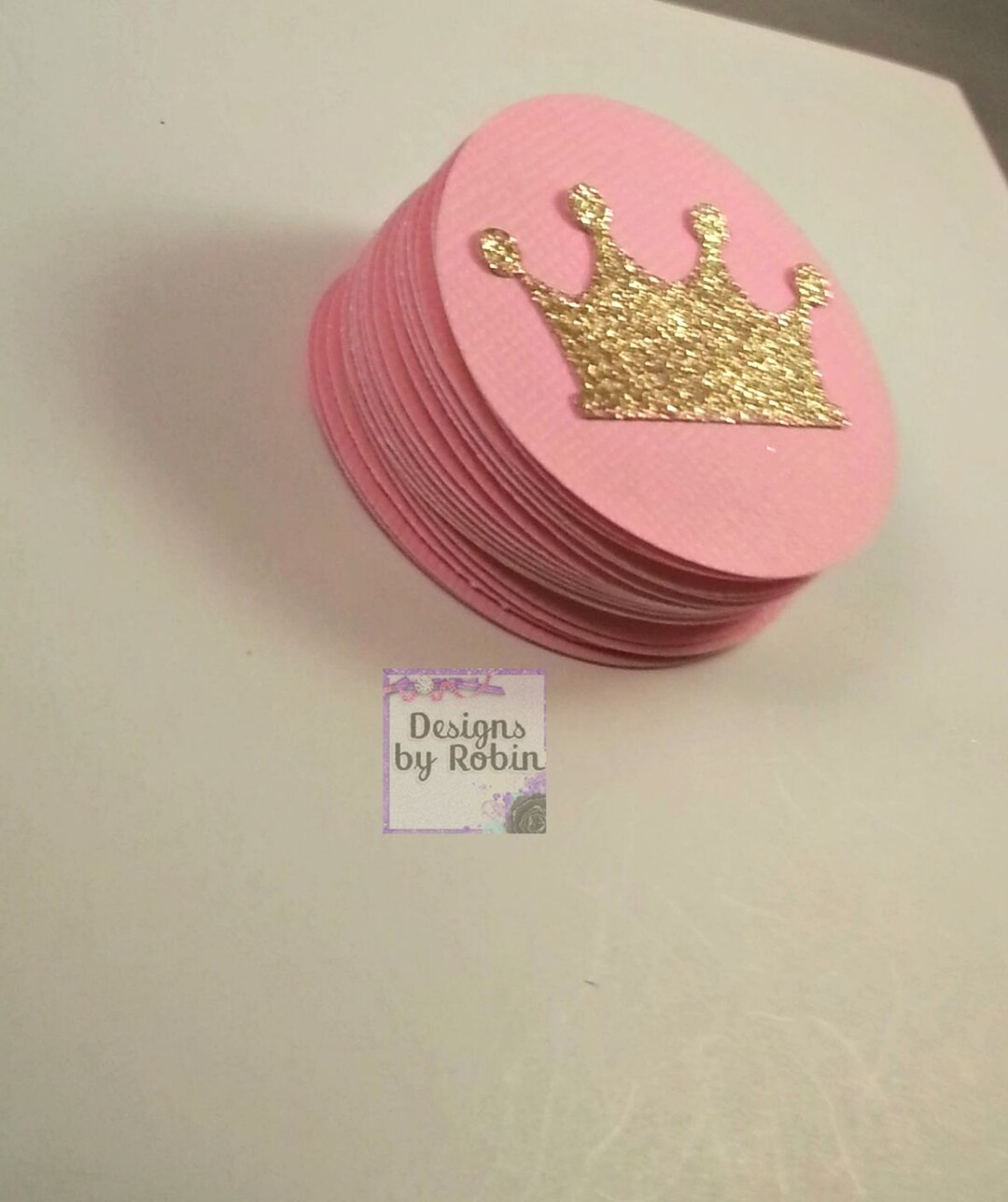 20 Pink and Gold Glitter Crown Princess Tags, Tiara Gold and Pink Party ...