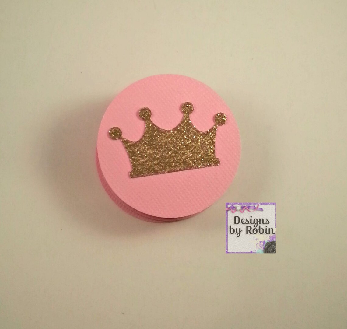 20 Pink and Gold Glitter Crown Princess Tags, Tiara Gold and Pink Party ...