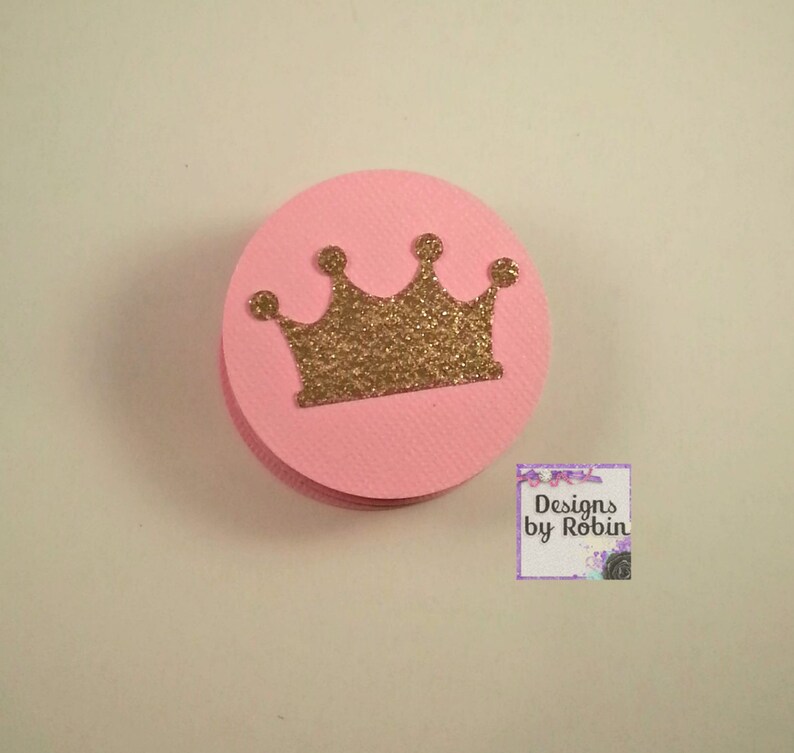 20 Pink and Gold Glitter Crown Princess Tags, Tiara Gold and Pink Party ...