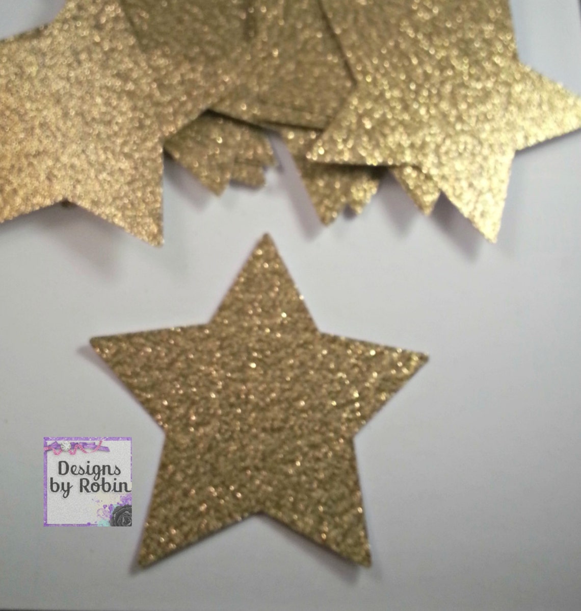 3 Inch Gold Glitter Star Die Cuts, Wedding Gold Diecuts, Country Star ...