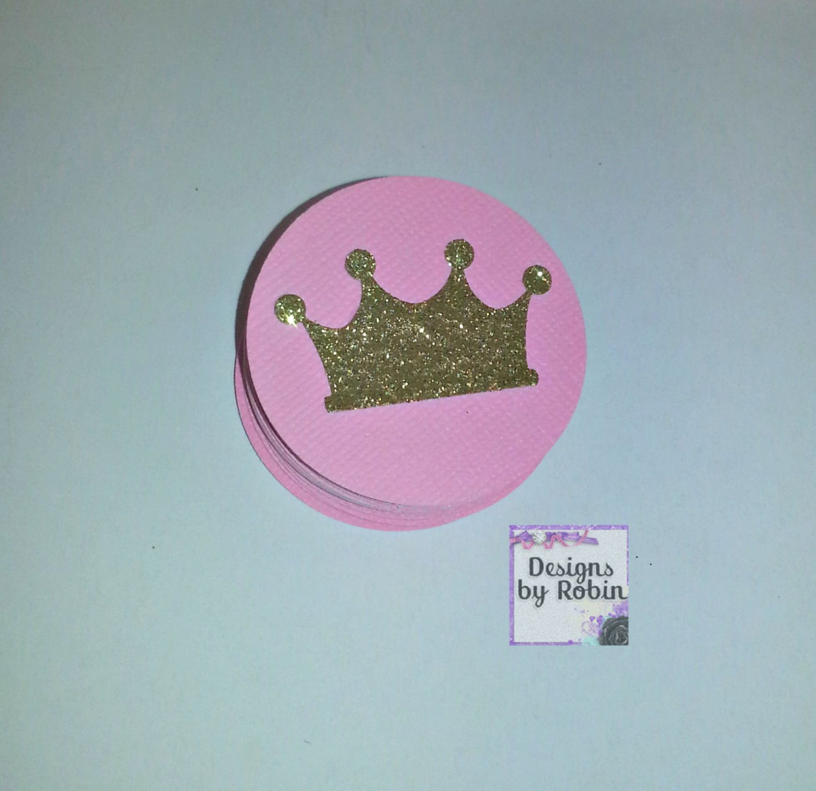 20 Pink and Gold Glitter Crown Princess Tags, Tiara Gold and Pink Party ...