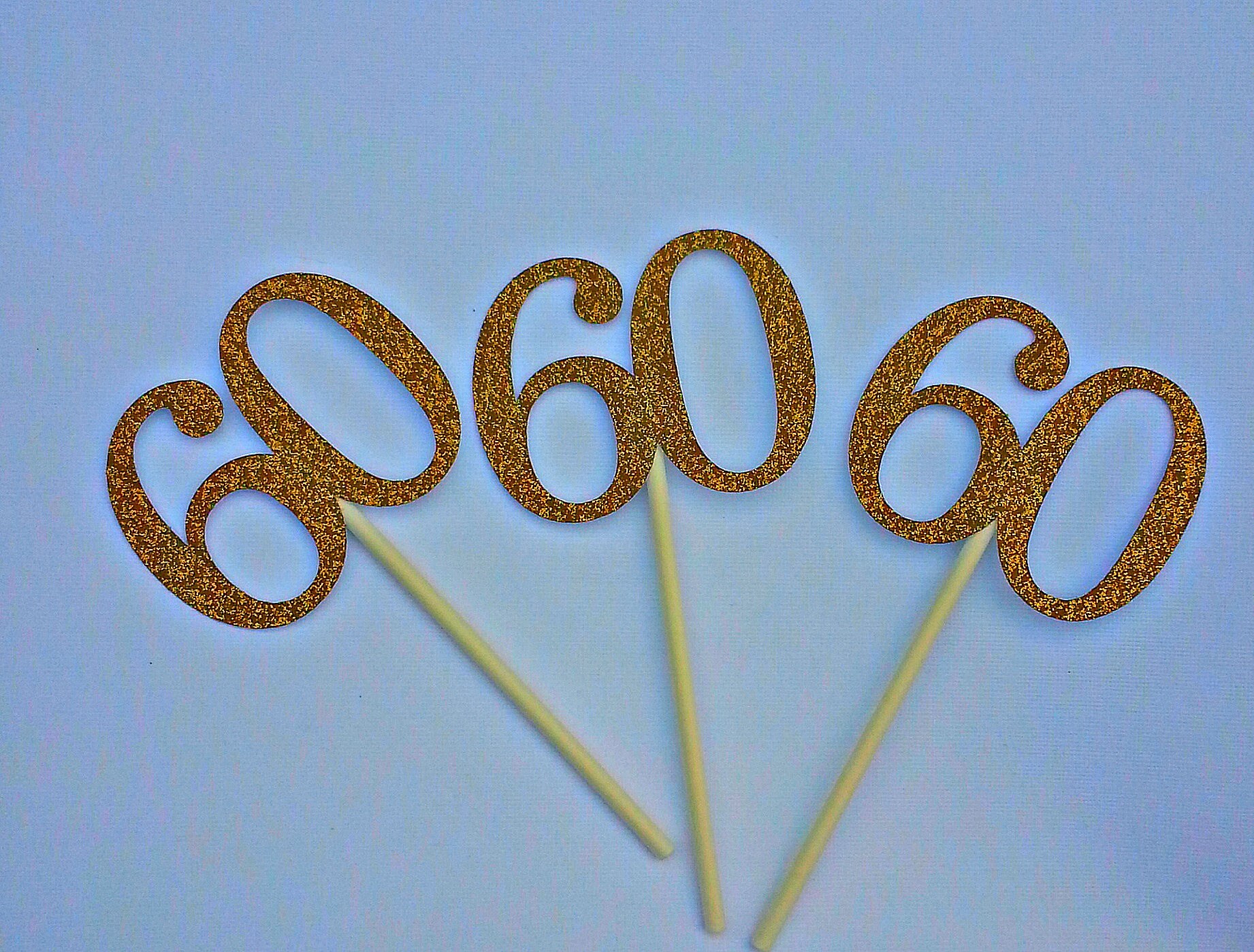 60 Gold Glitter Cupcake Toppers 60th Birthday 12 Ct 60th - Etsy