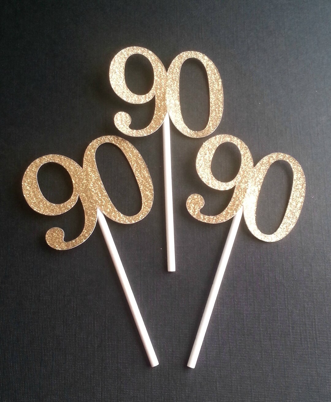 90 Cupcake Toppers, 90th Birthday, 12 Ct 90th Cupcake Toppers, Nintieth ...