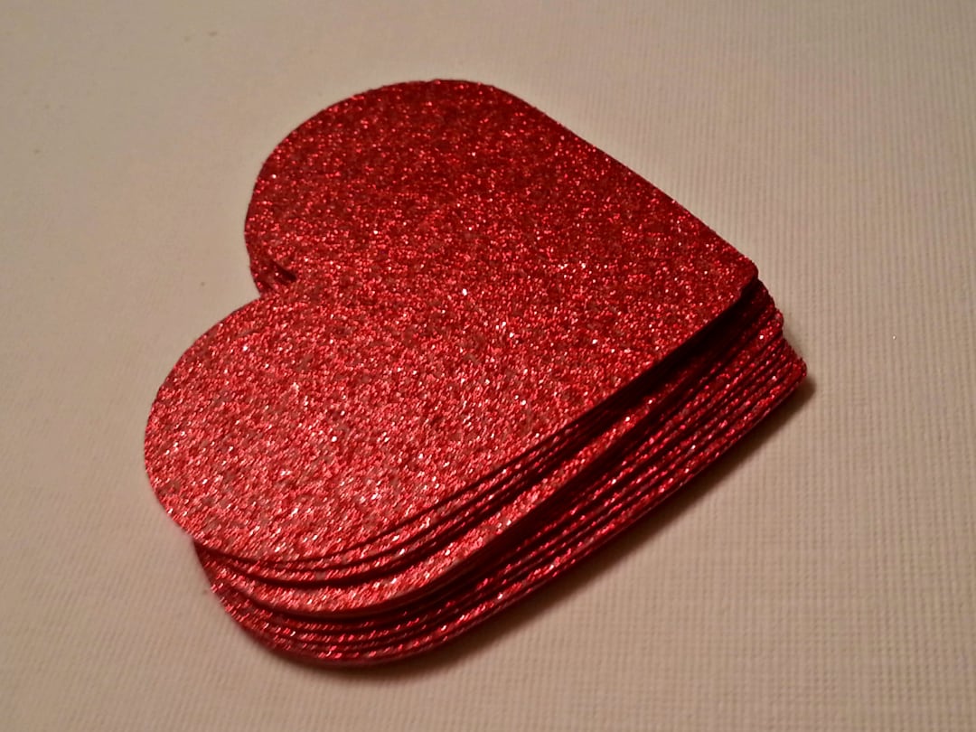 50 - 3 Inch Red Glitter Heart Die Cuts, Wedding Heart Diecuts, Red ...