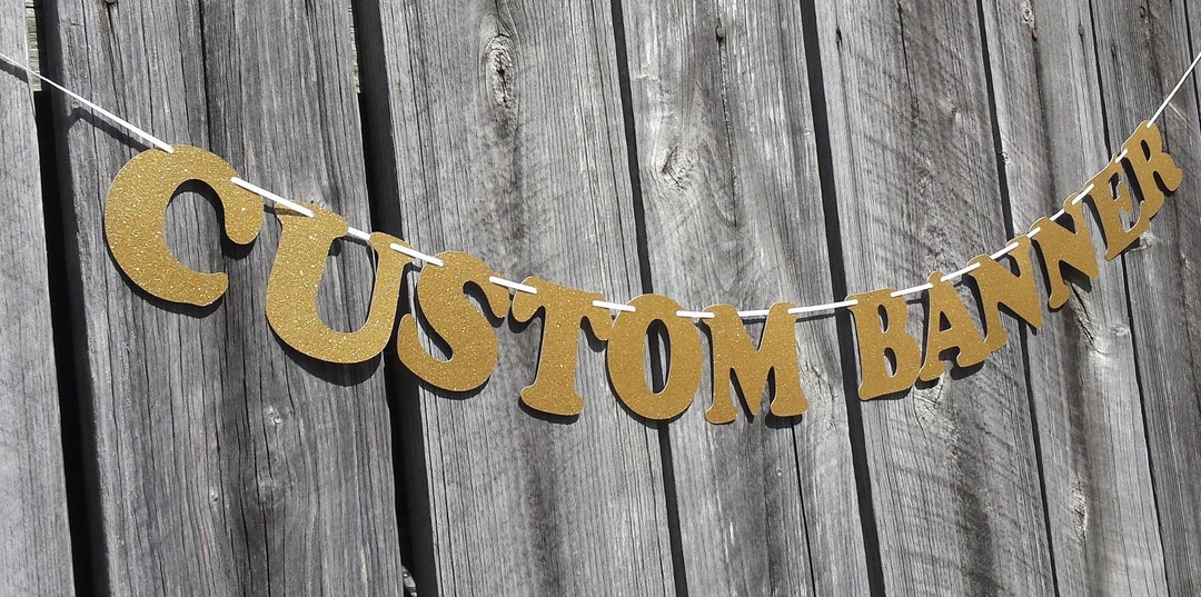 Custom Banner, Birthday Banner, Personalized Name Banner, Gold Glitter ...