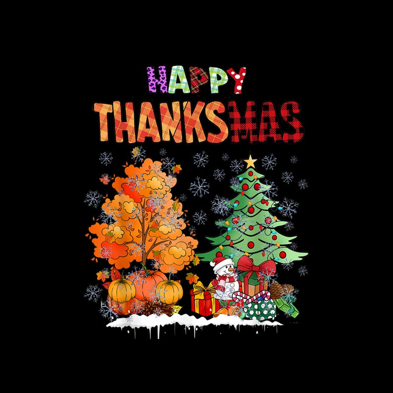 Funny Happy Thanksmas Cute Thanksgiving and Christmas Trees - Etsy