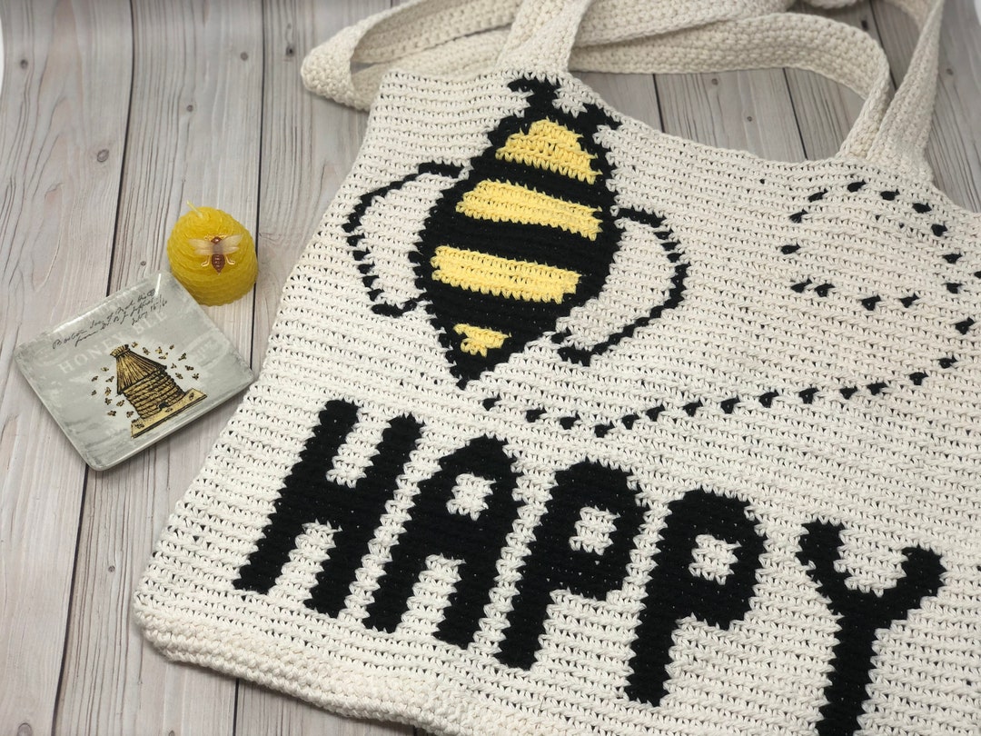 Crochet Bee Bag Pattern: Reusable Market Tote (PDF Pattern) - Etsy