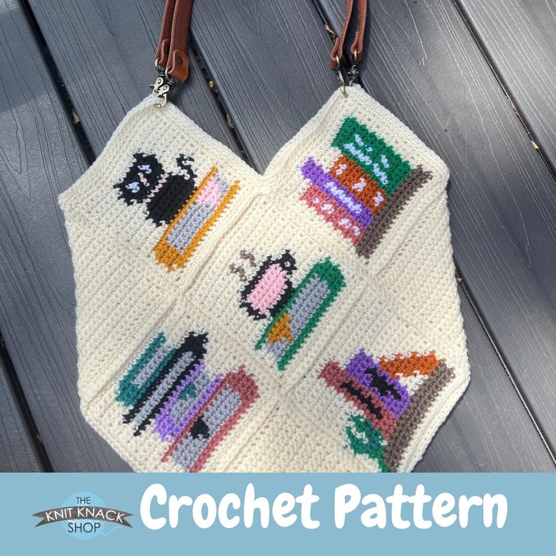 Crochet Book Tote Bag Pattern: Colorwork Charts (PDF Download) - Etsy
