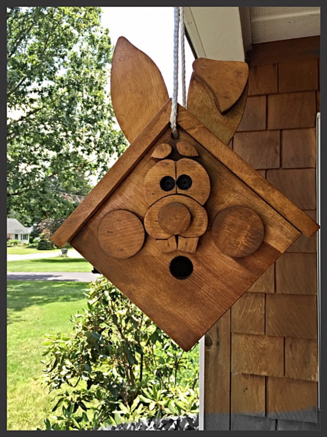Pine Rabbit Birdhouse: Handmade Outdoor Garden Decor - Etsy