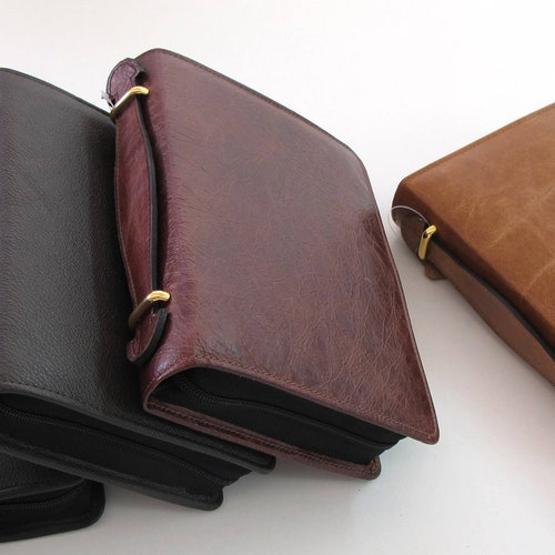 Leather Book Case With Zipper in 5 Colors and Two Sizes Case - Etsy