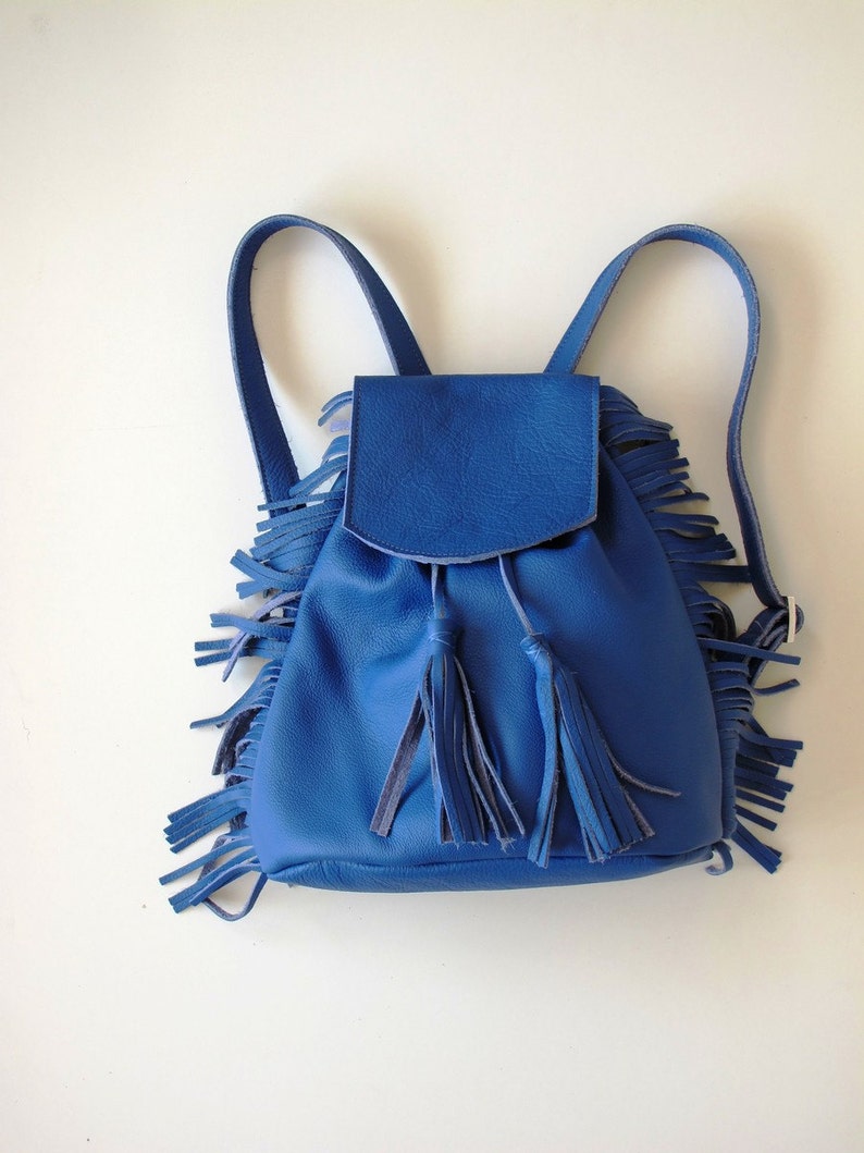 Fringed Leather Backpack With Adjustable Straps Available in 16 Colors ...